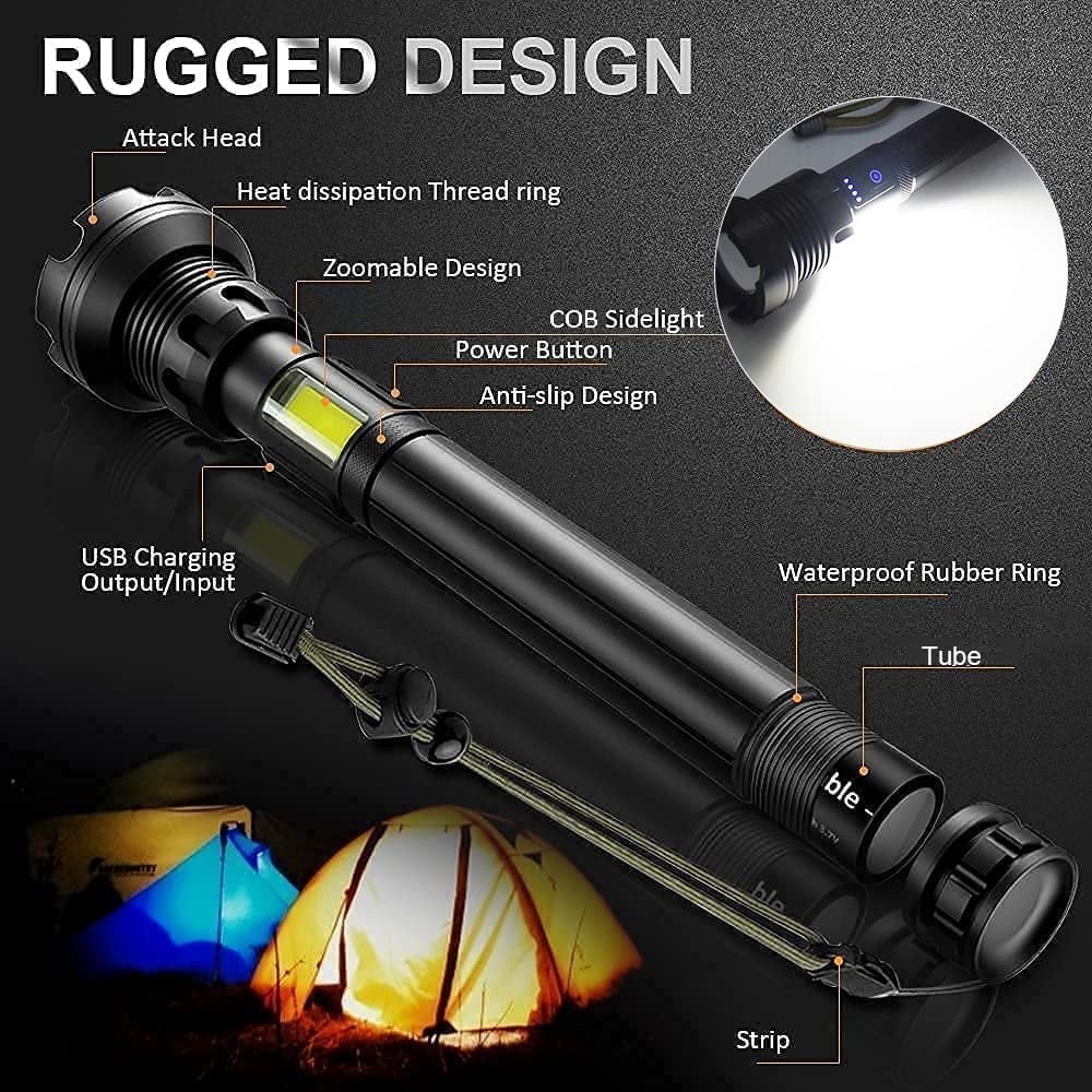 LED Rechargeable Tactical Laser Flashlight High Lumens-Buy 2 Free Ship ...